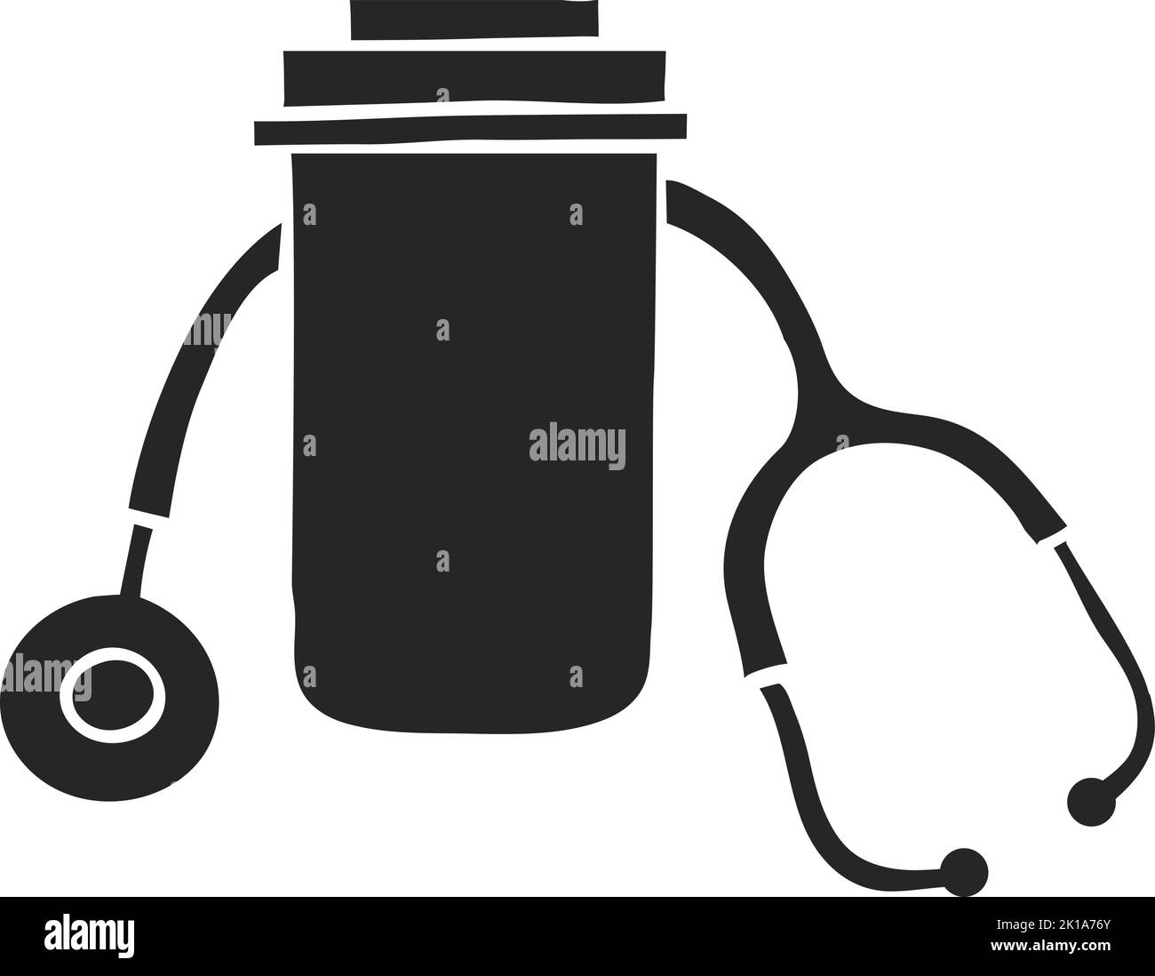 Medicine stethoscope bottle pills Black and White Stock Photos & Images ...