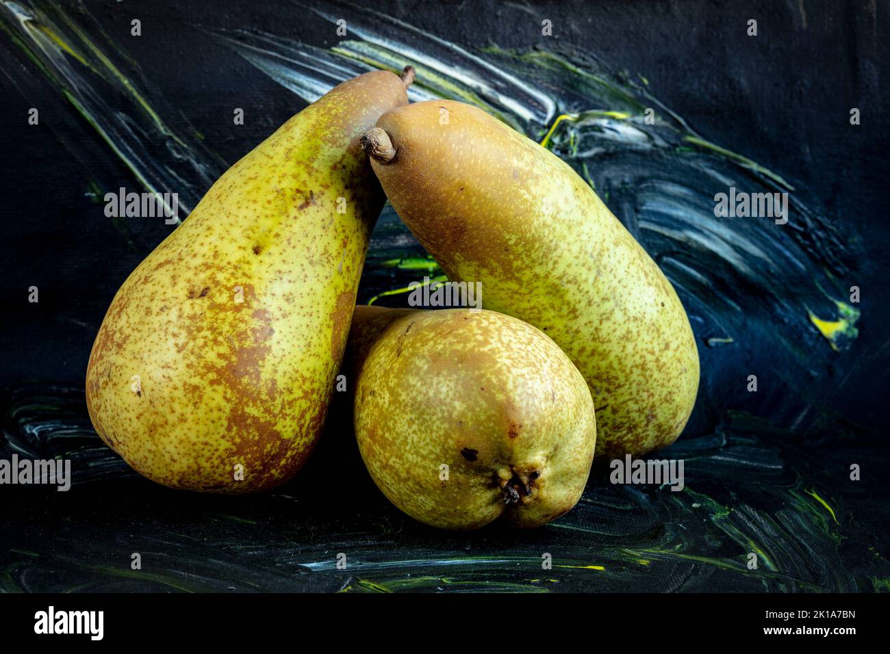 Sweet Conference Pears (Pyrus communis). bold close up food still-life ...