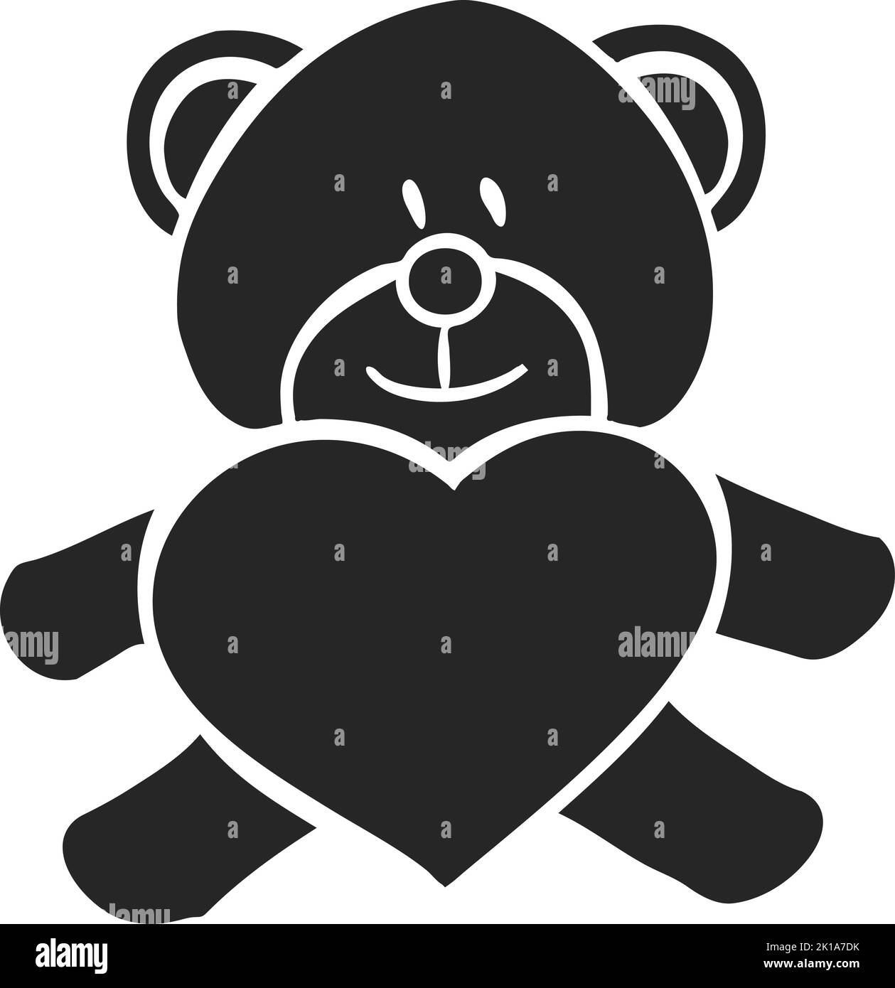 Hand drawn Teddy holding heart shape vector illustration Stock Vector ...