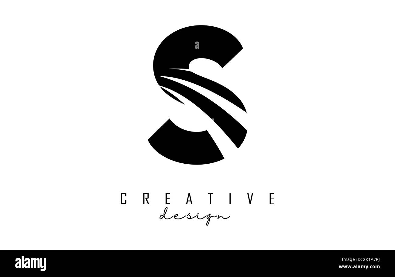 Black letter S logo with leading lines and negative space design ...