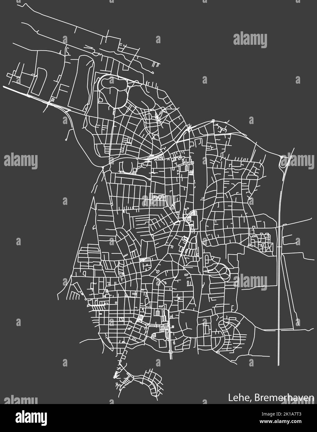 Street roads map of the LEHE DISTRICT, BREMERHAVEN Stock Vector Image ...
