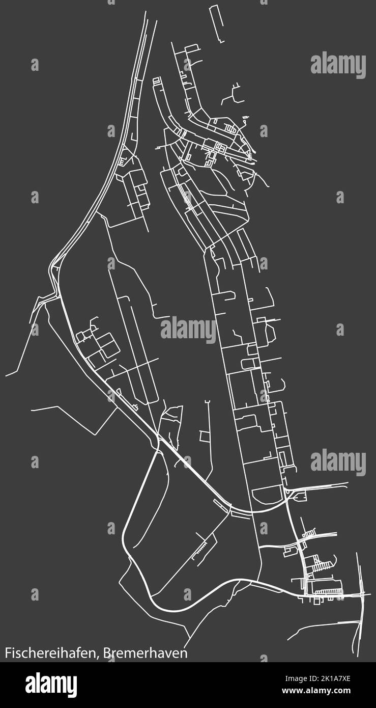 Street roads map of the FISCHEREIHAFEN QUARTER, BREMERHAVEN Stock ...