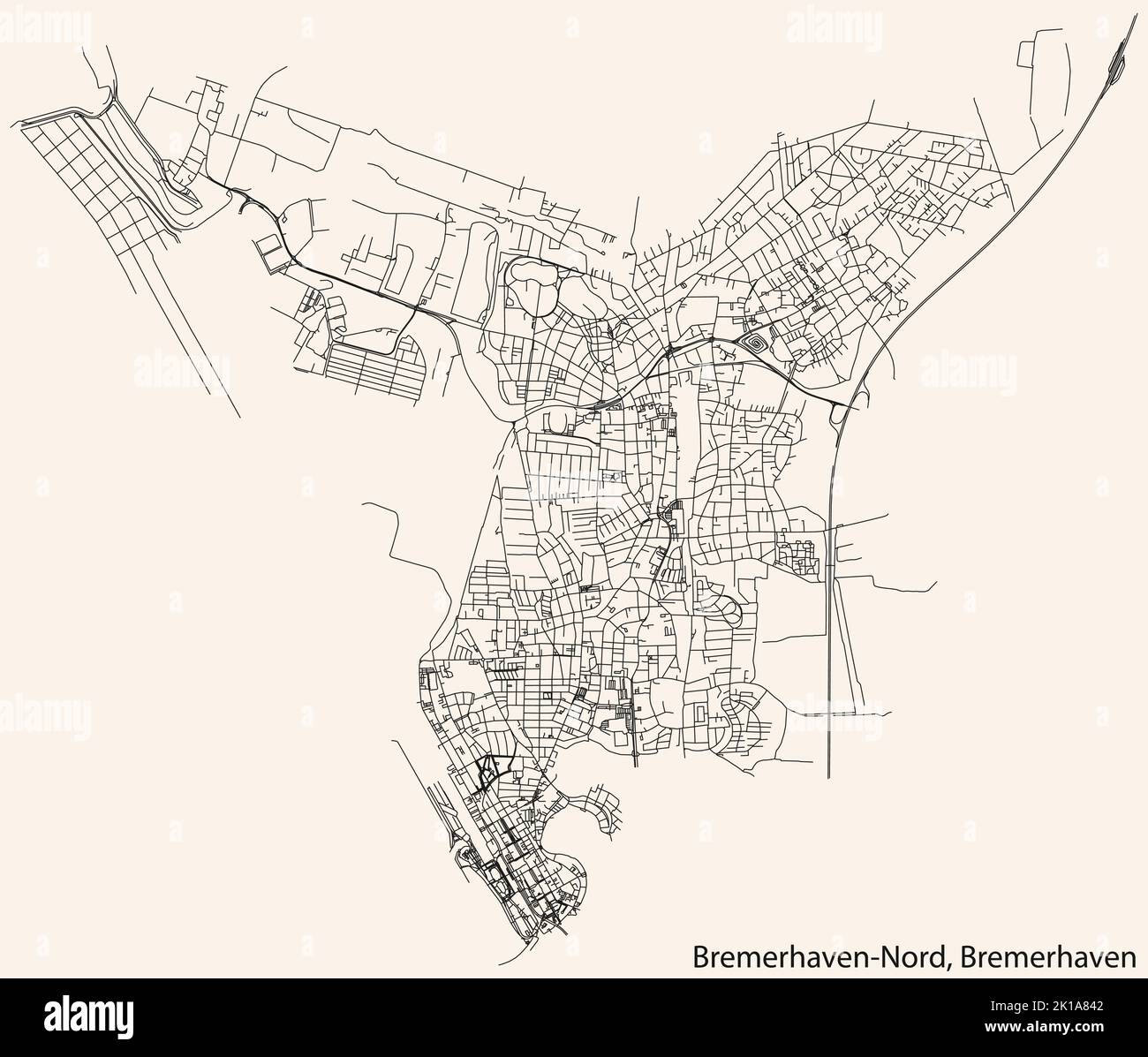 Street roads map of the BREMERHAVEN-NORD MUNICIPALITY, BREMERHAVEN ...