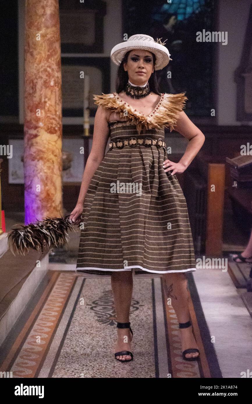 16th September 2022. Cook Islands fashion designs on view at Wesley ...