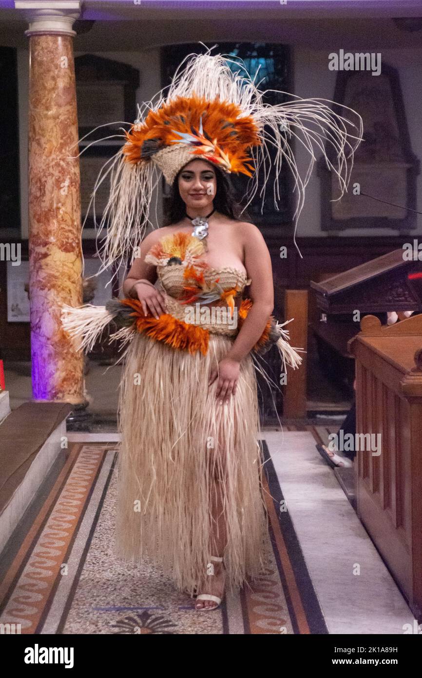 16th September 2022. Cook Islands fashion designs on view at Wesley ...