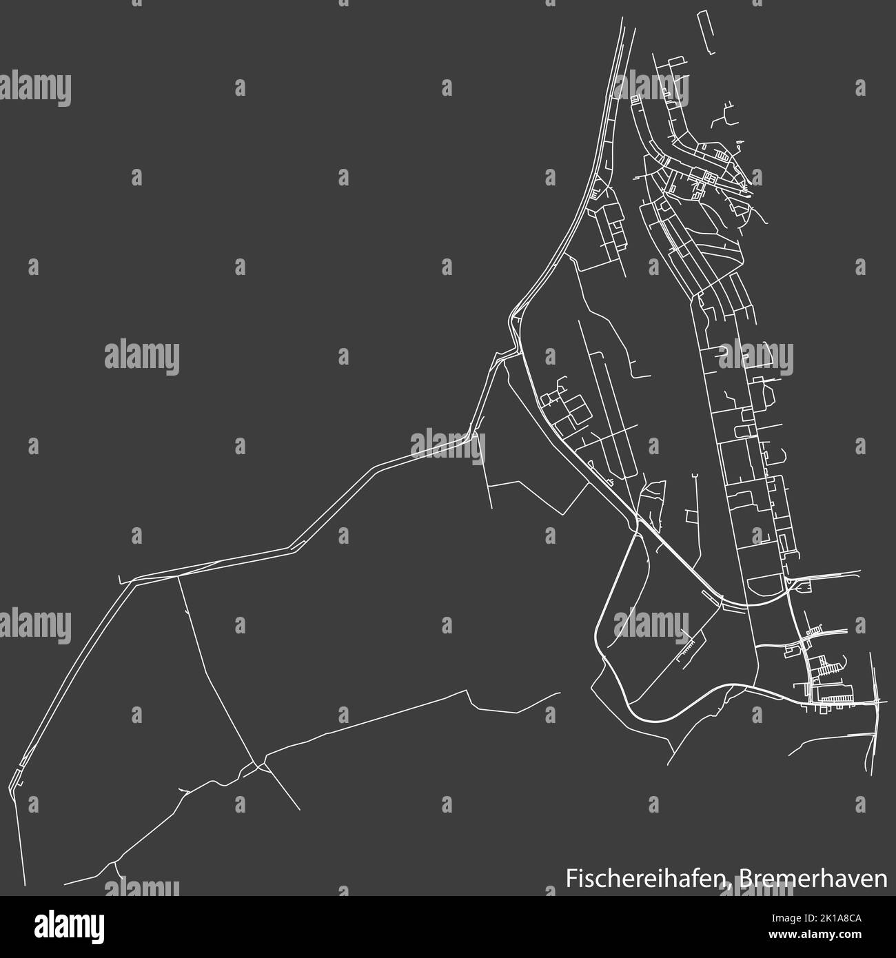 Street roads map of the FISCHEREIHAFEN DISTRICT, BREMERHAVEN Stock ...