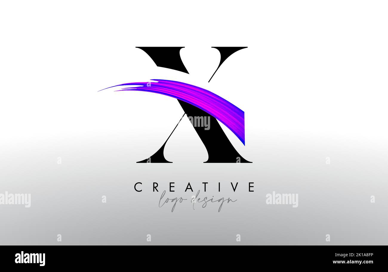 Brush Letter X Logo Design with Creative Artistic Paint Brush Stroke ...