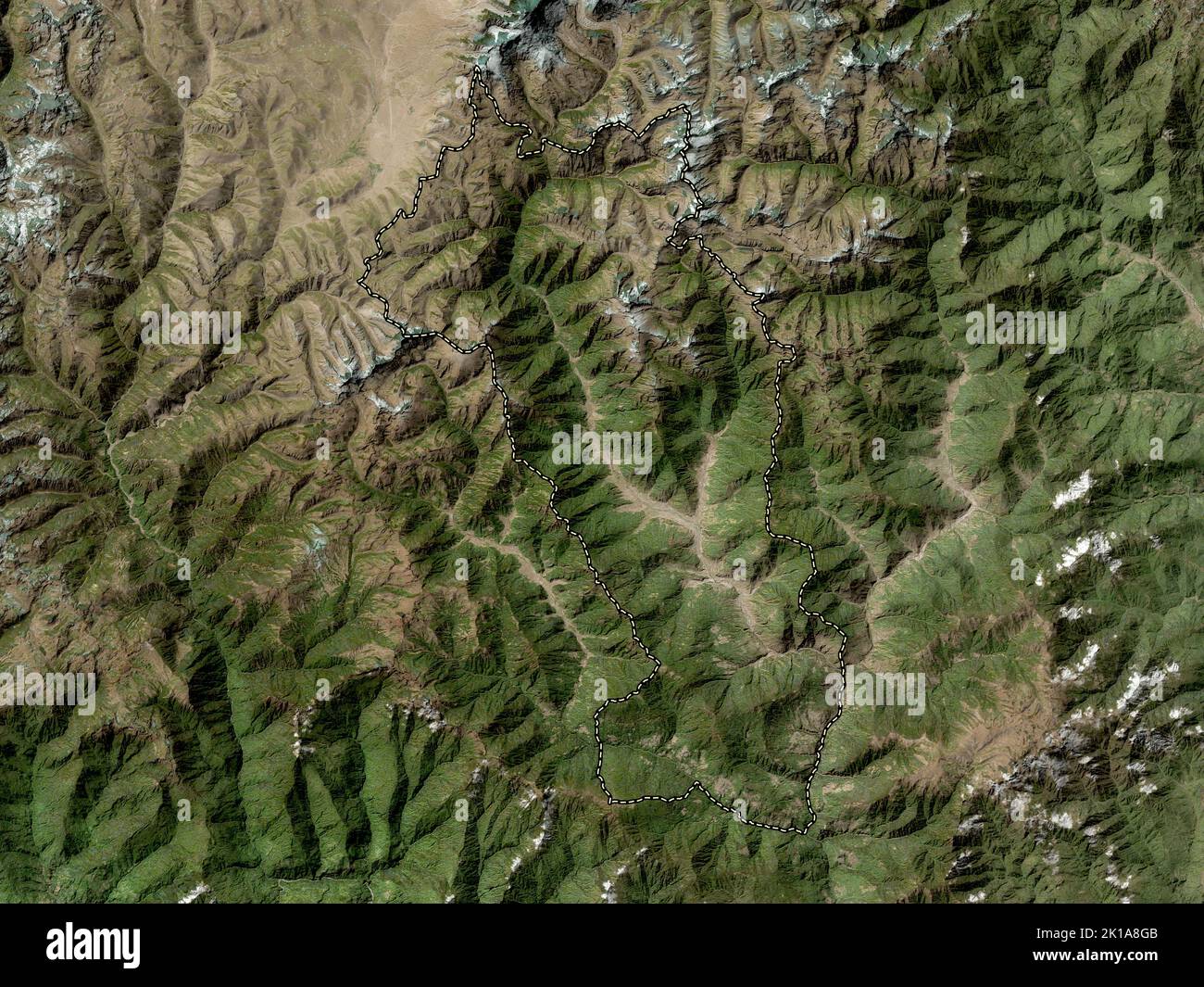 Paro, district of Bhutan. High resolution satellite map Stock Photo - Alamy