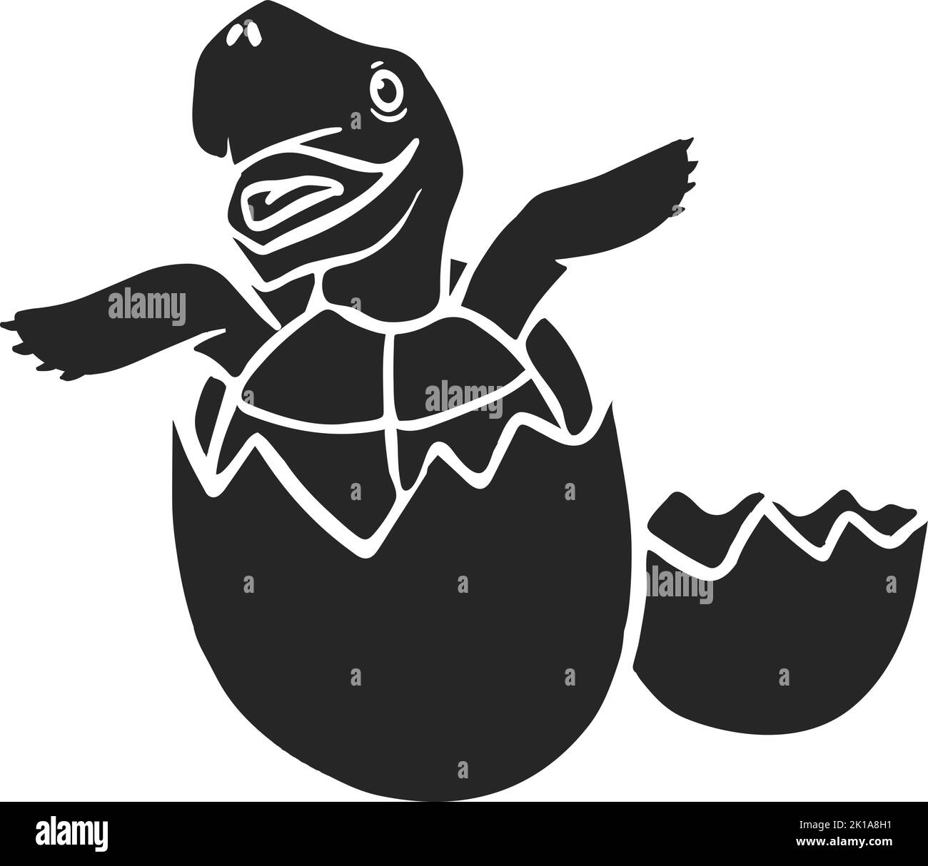 Hand drawn tortoise hatching vector illustration Stock Vector Image ...