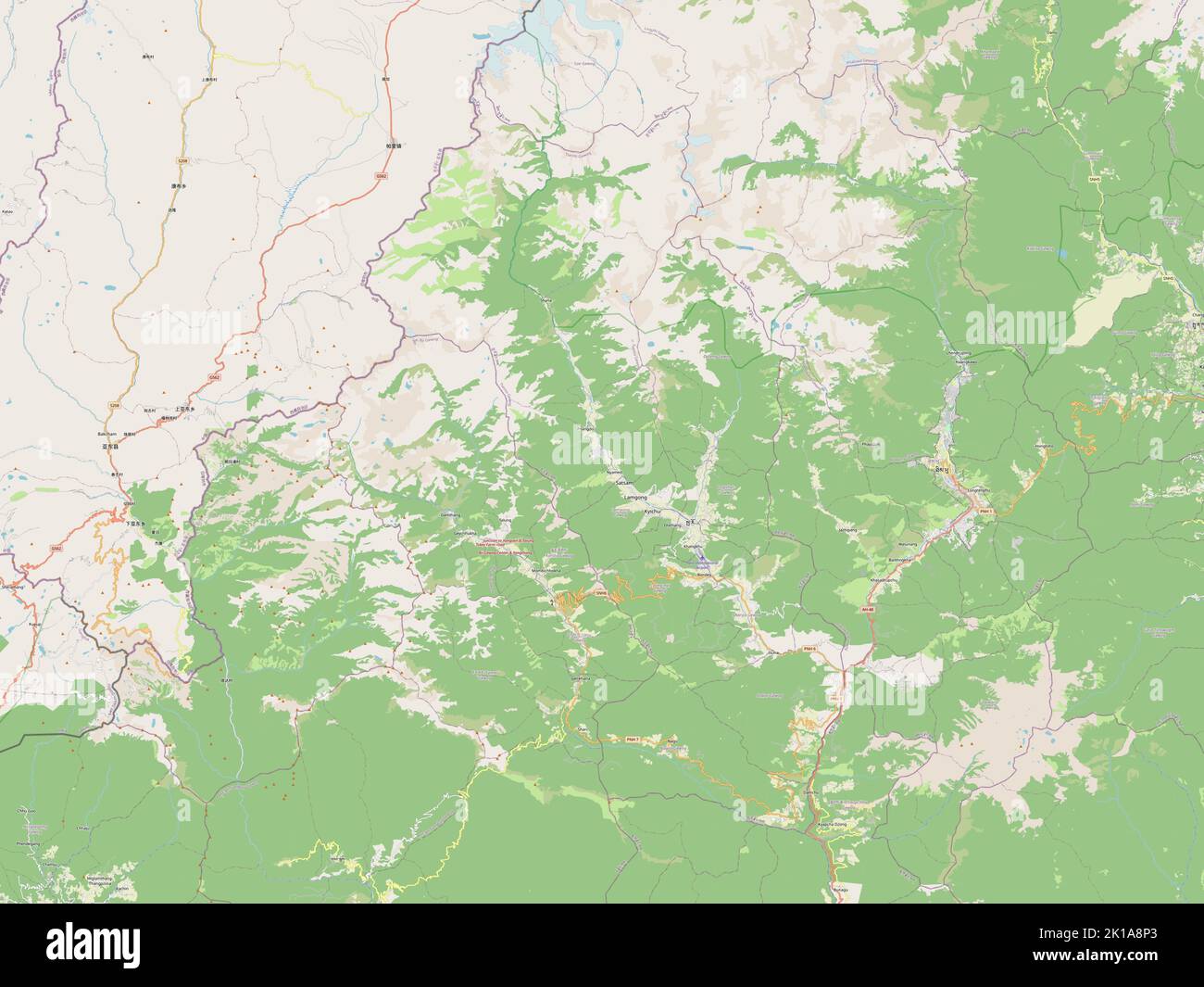 Paro, district of Bhutan. Open Street Map Stock Photo - Alamy