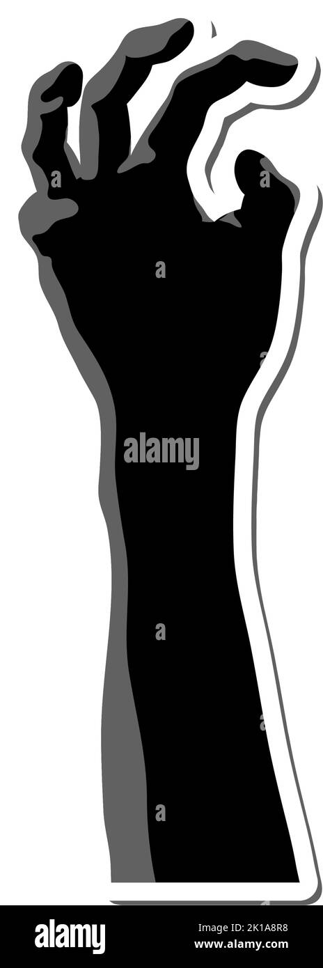 Zombie Hand Sticker With Shadow Over White Background for Creating ...