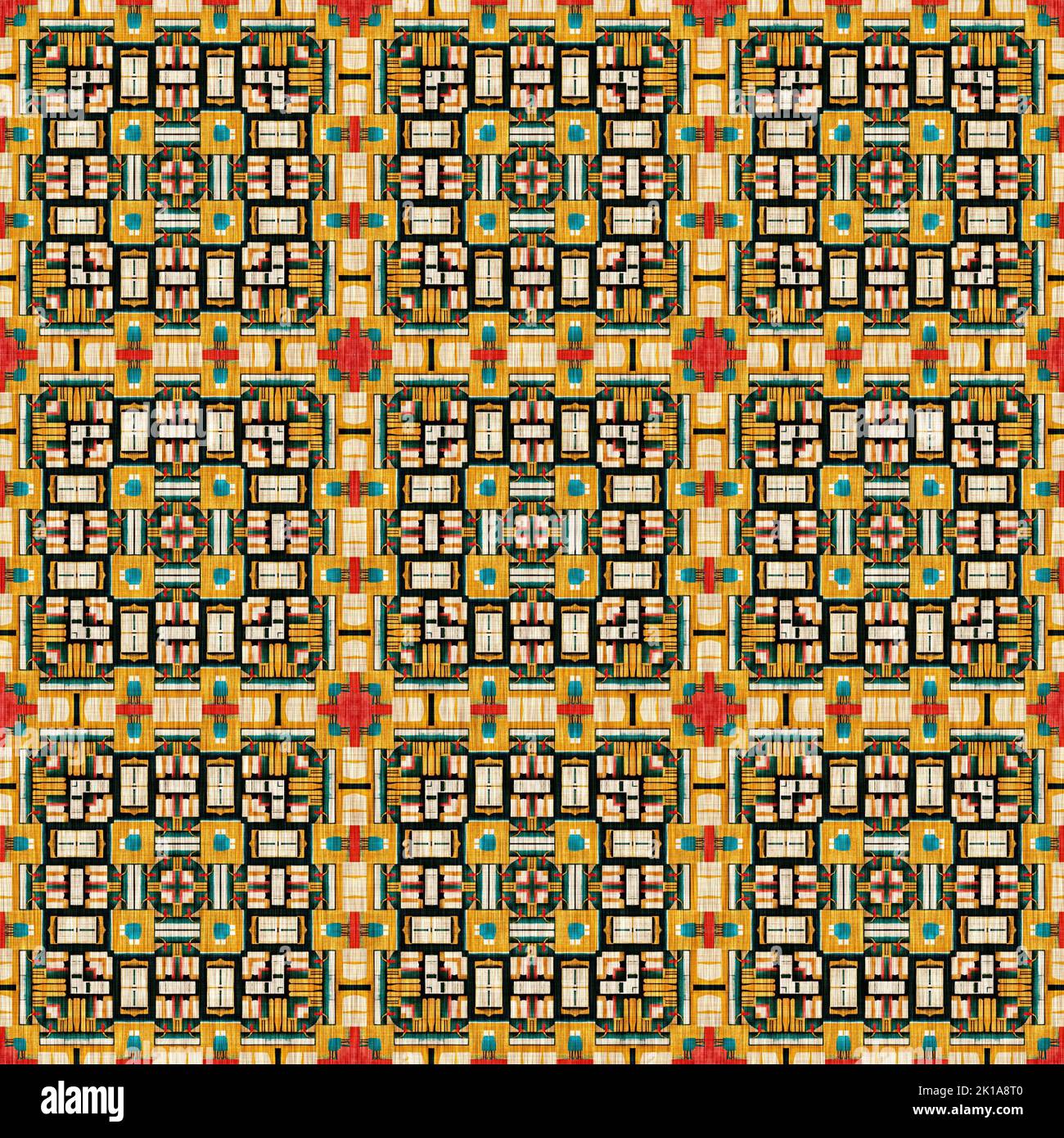 Traditional tile mosaic seamless pattern print. Fabric effect mexican ...
