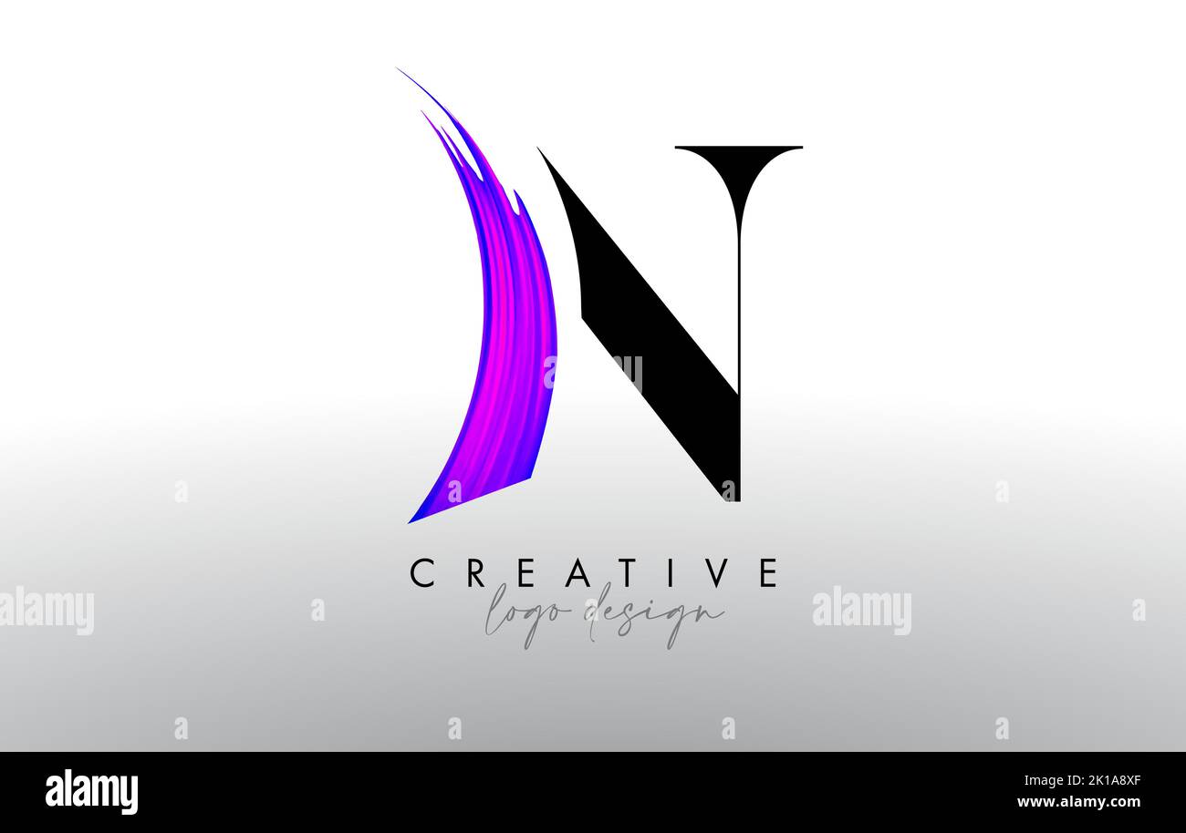 Brush Letter N Logo Design with Creative Artistic Paint Brush Stroke ...
