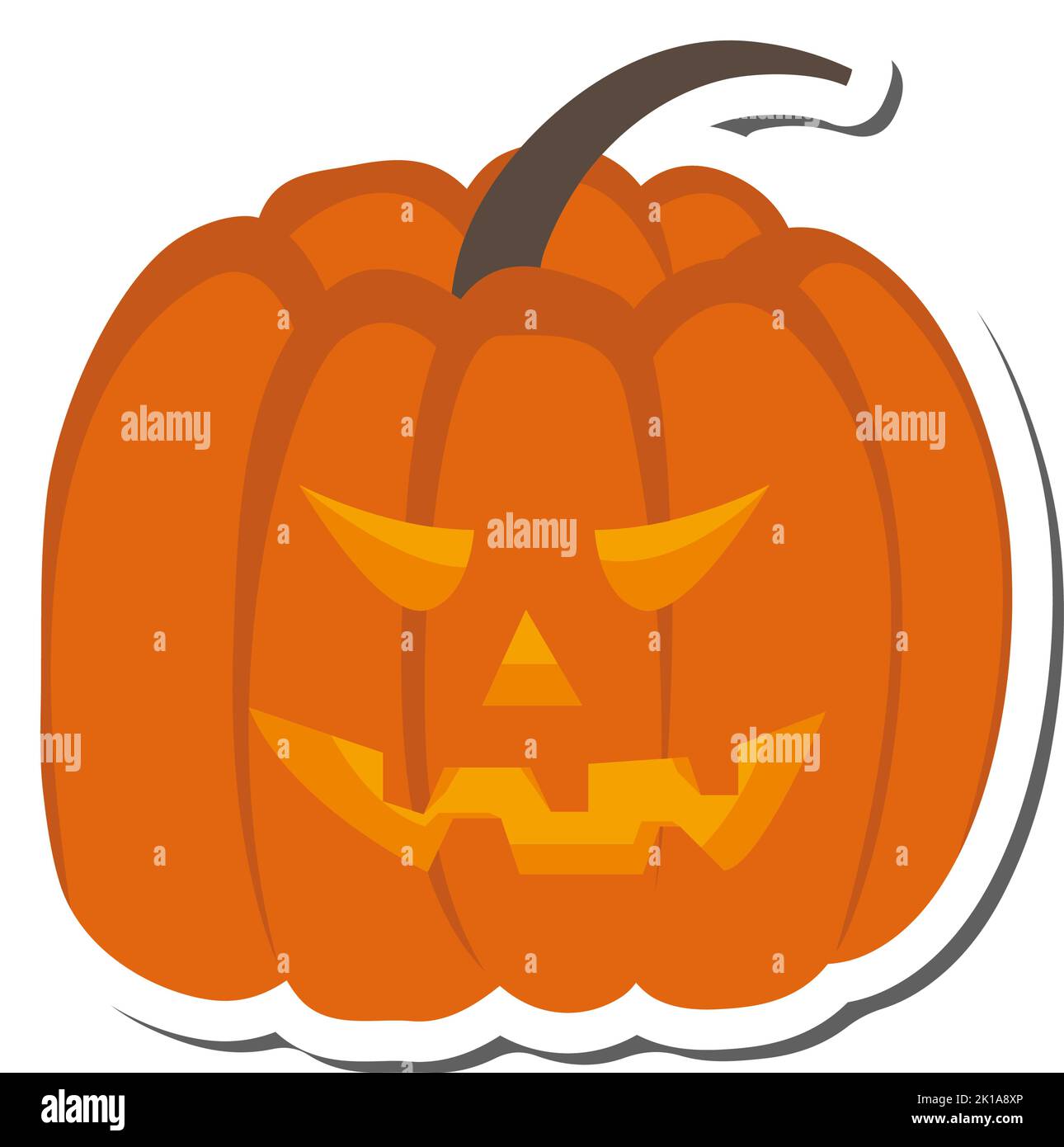 Halloween Holiday Sticker With Shadow Element. Pumpkin Over White ...