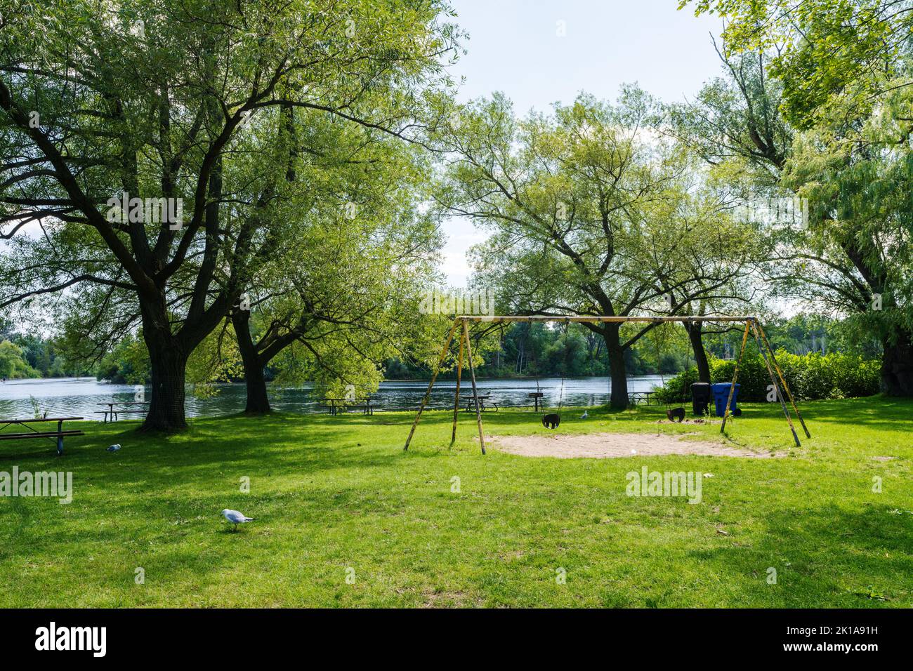 A swing in the Toronto Islands Centre Island Park. Toronto, Ontario ...