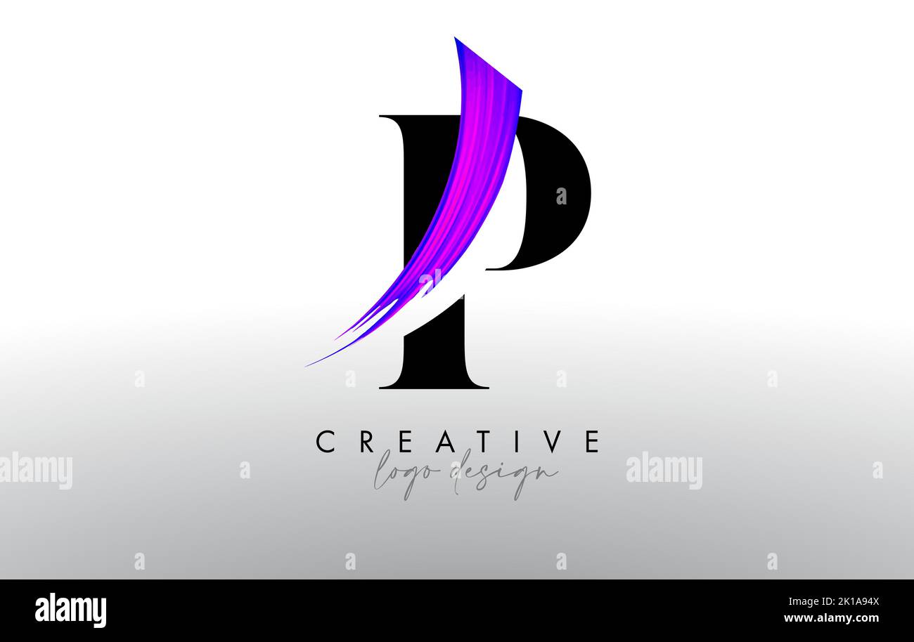 Brush Letter P Logo Design with Creative Artistic Paint Brush Stroke ...