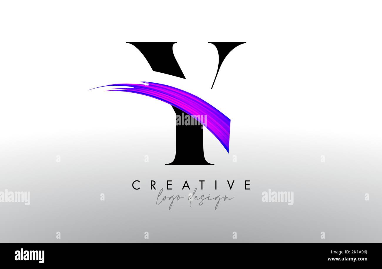 Brush Letter Y Logo Design with Creative Artistic Paint Brush Stroke ...