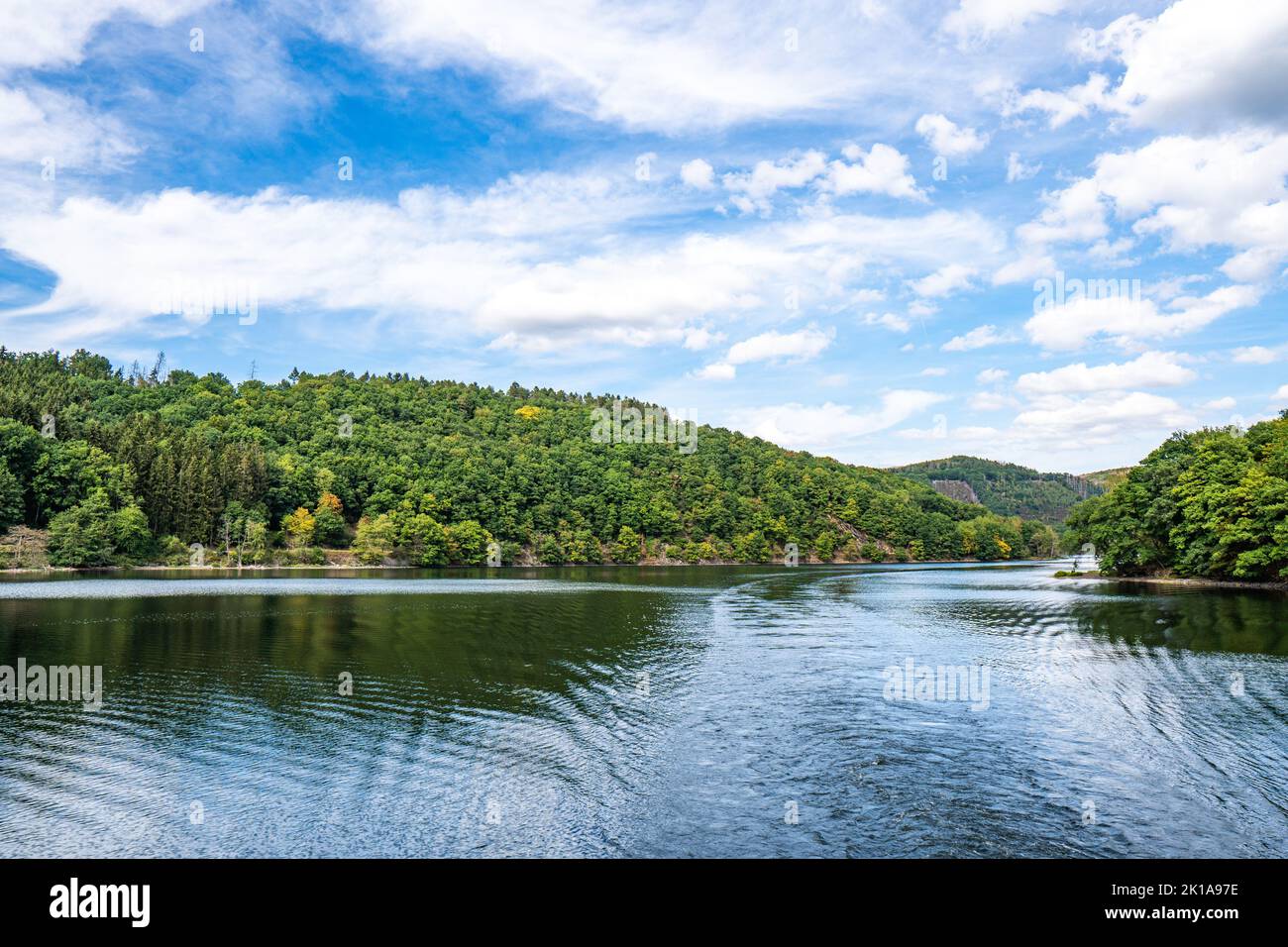 Lake Rursee, In the middle of the Eifel National Park, surrounded by ...