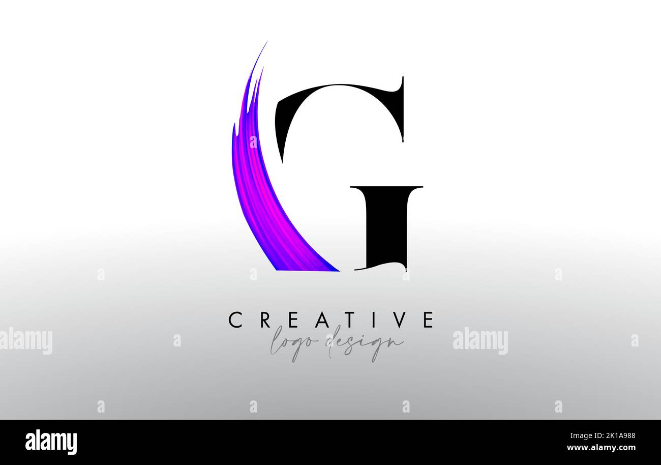 Brush Letter G Logo Design with Creative Artistic Paint Brush Stroke and Modern Look Vector. G ...