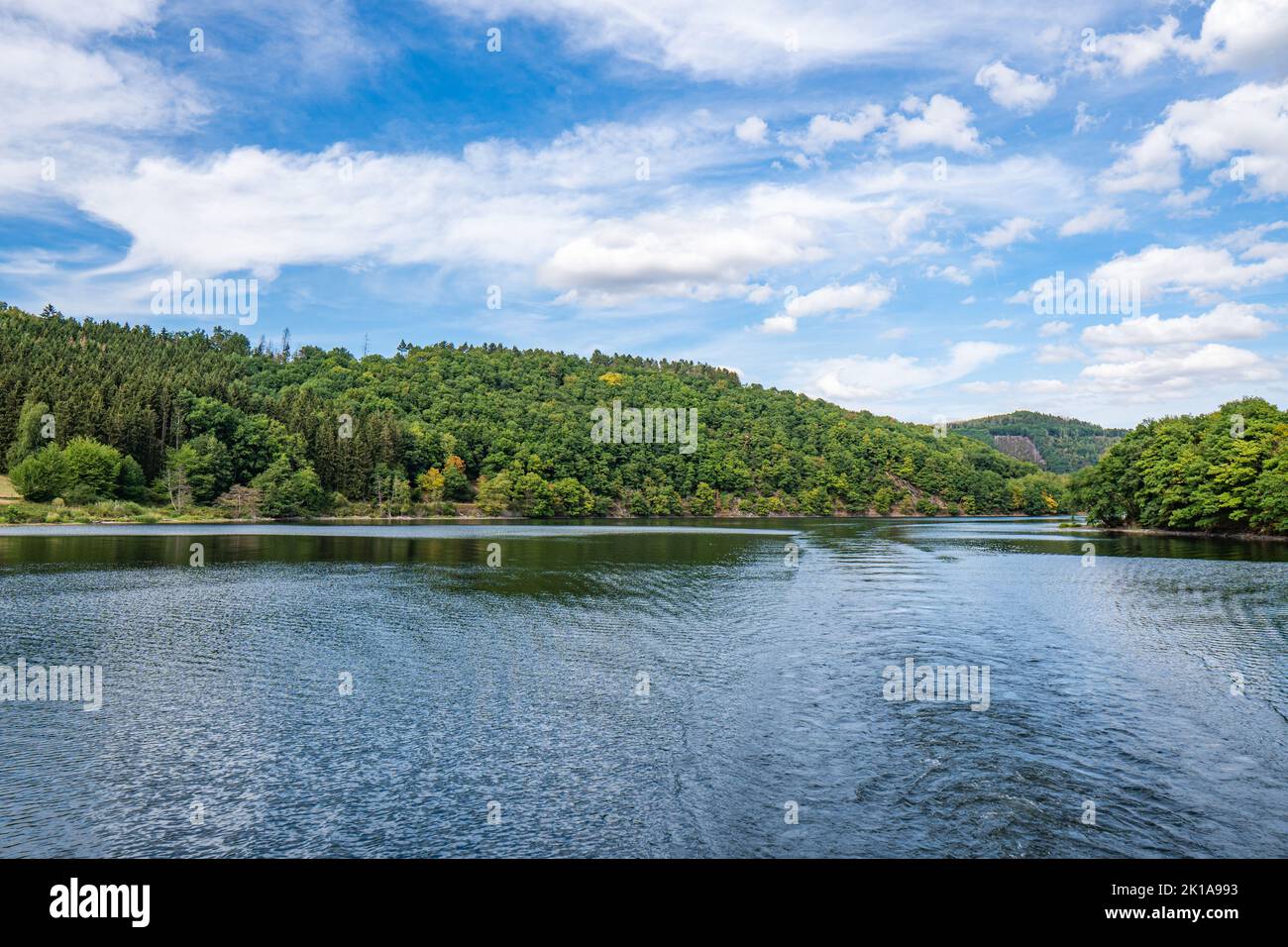 Lake Rursee, In the middle of the Eifel National Park, surrounded by ...