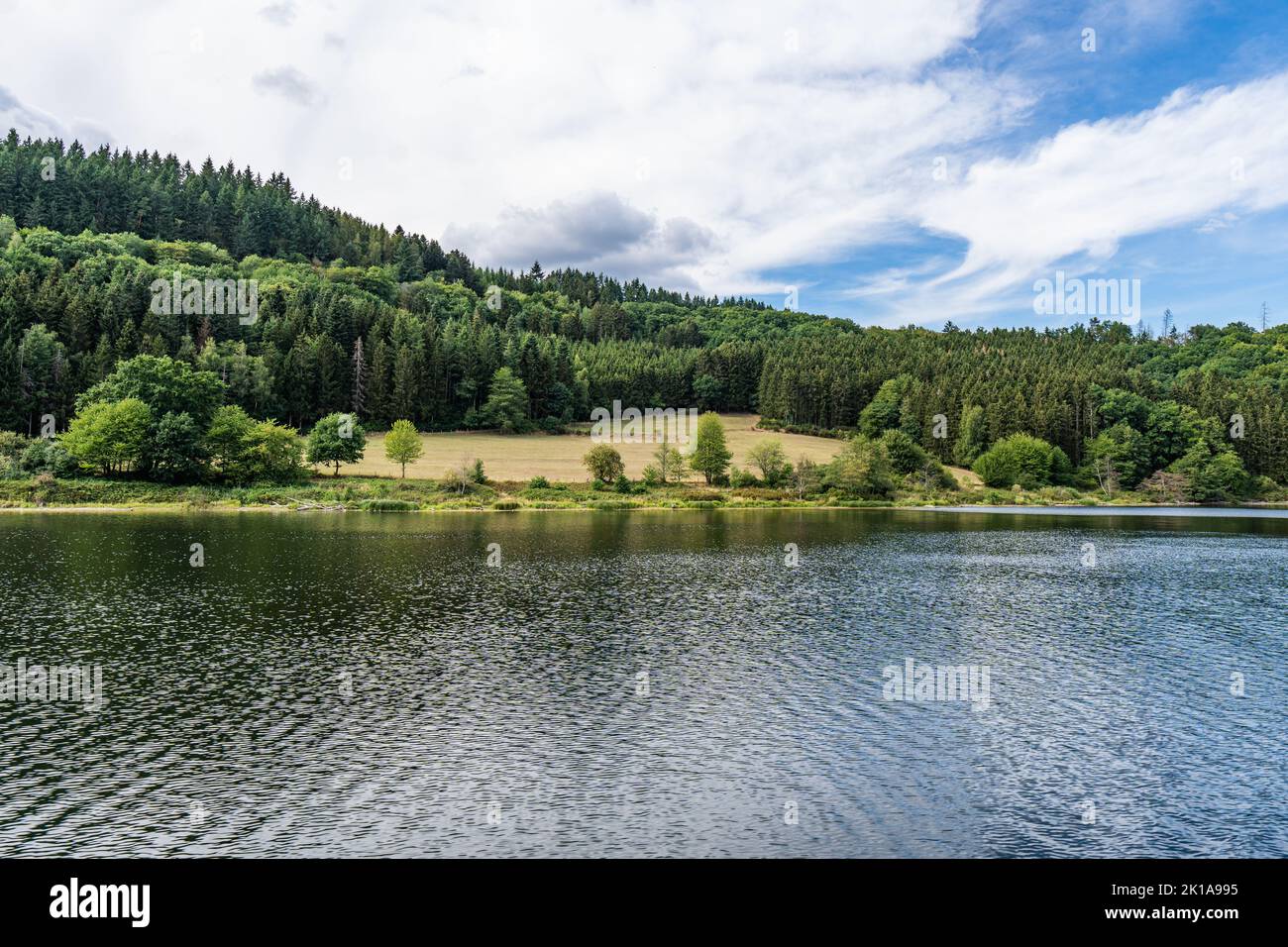 Lake Rursee, In the middle of the Eifel National Park, surrounded by ...
