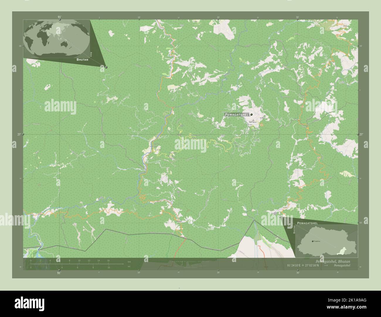 Pemagatshel, district of Bhutan. Open Street Map. Locations and names ...
