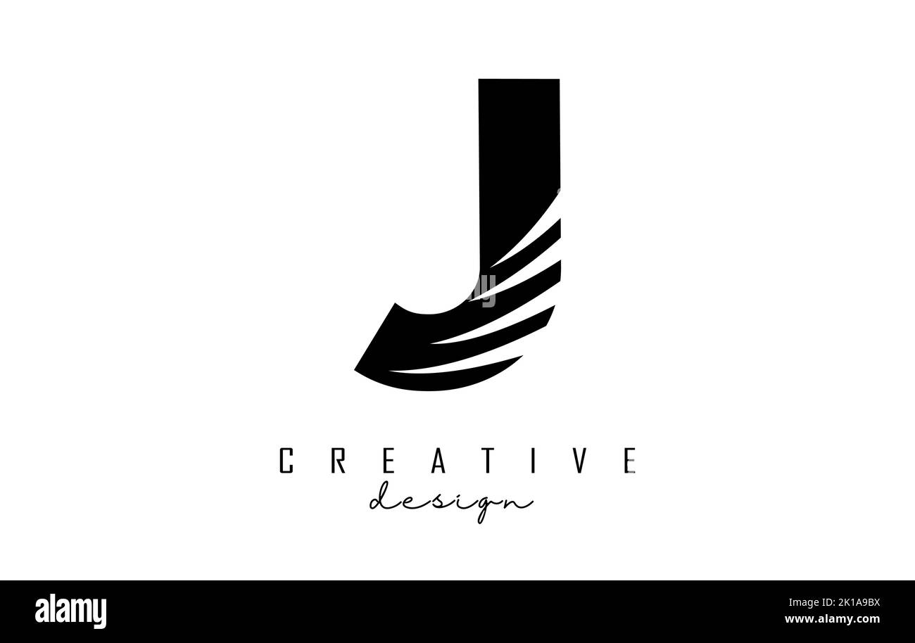 Black letter J logo with leading lines and negative space design ...