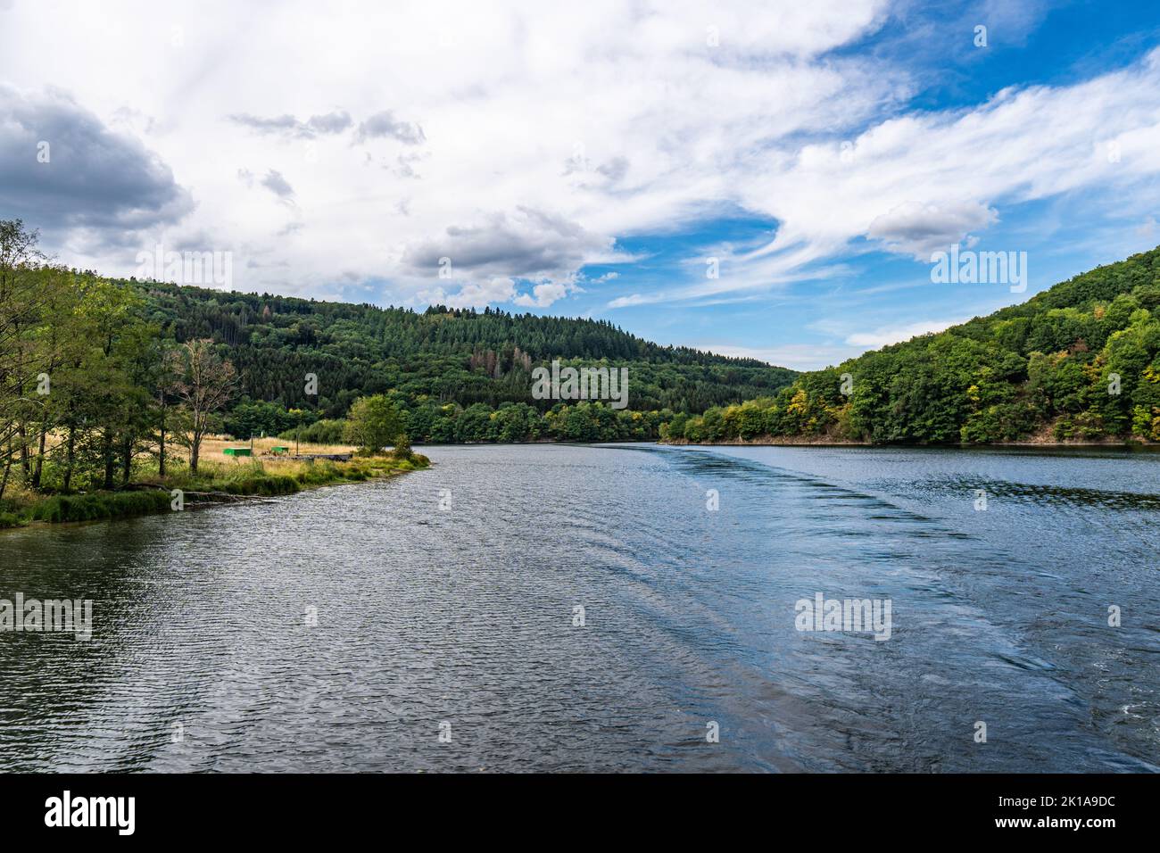Lake Rursee, In the middle of the Eifel National Park, surrounded by ...