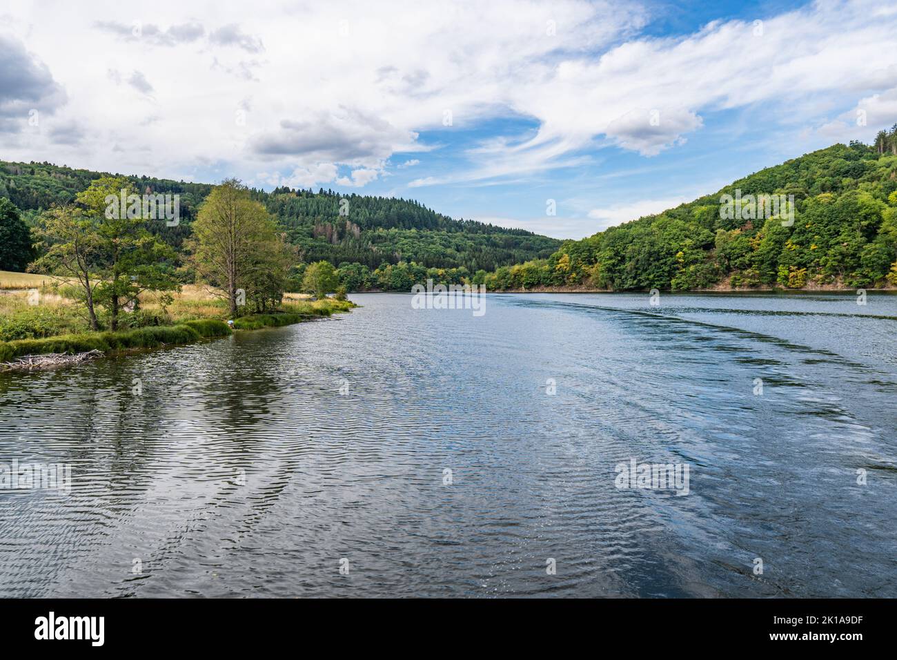 Lake Rursee, In the middle of the Eifel National Park, surrounded by ...