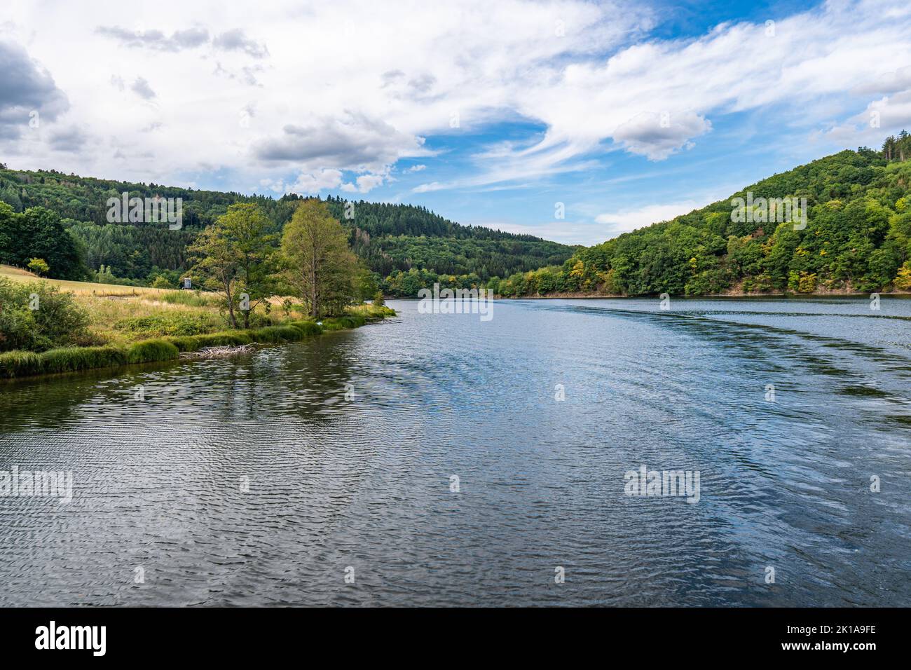Lake Rursee, In the middle of the Eifel National Park, surrounded by ...