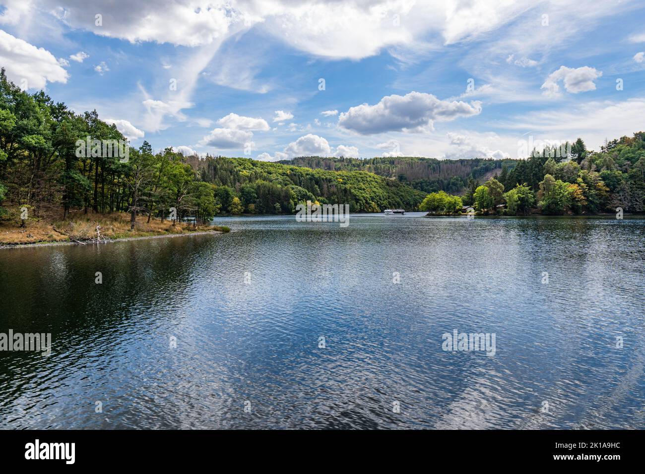 Lake Rursee, In the middle of the Eifel National Park, surrounded by ...
