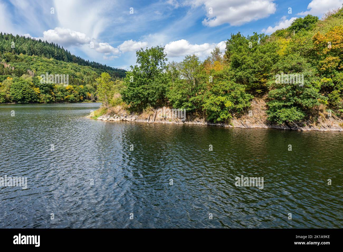 Lake Rursee, In the middle of the Eifel National Park, surrounded by ...