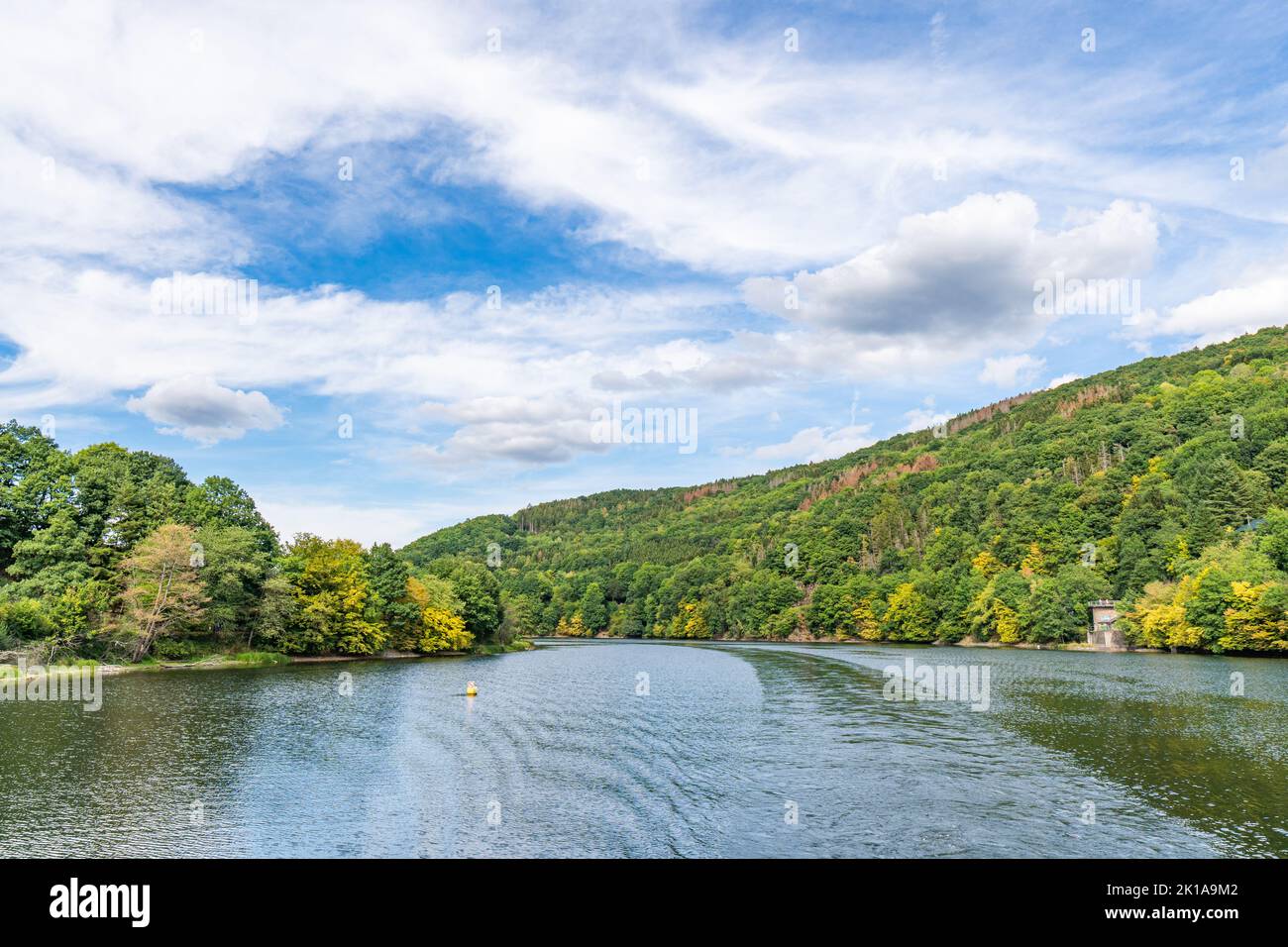Lake Rursee, In the middle of the Eifel National Park, surrounded by ...