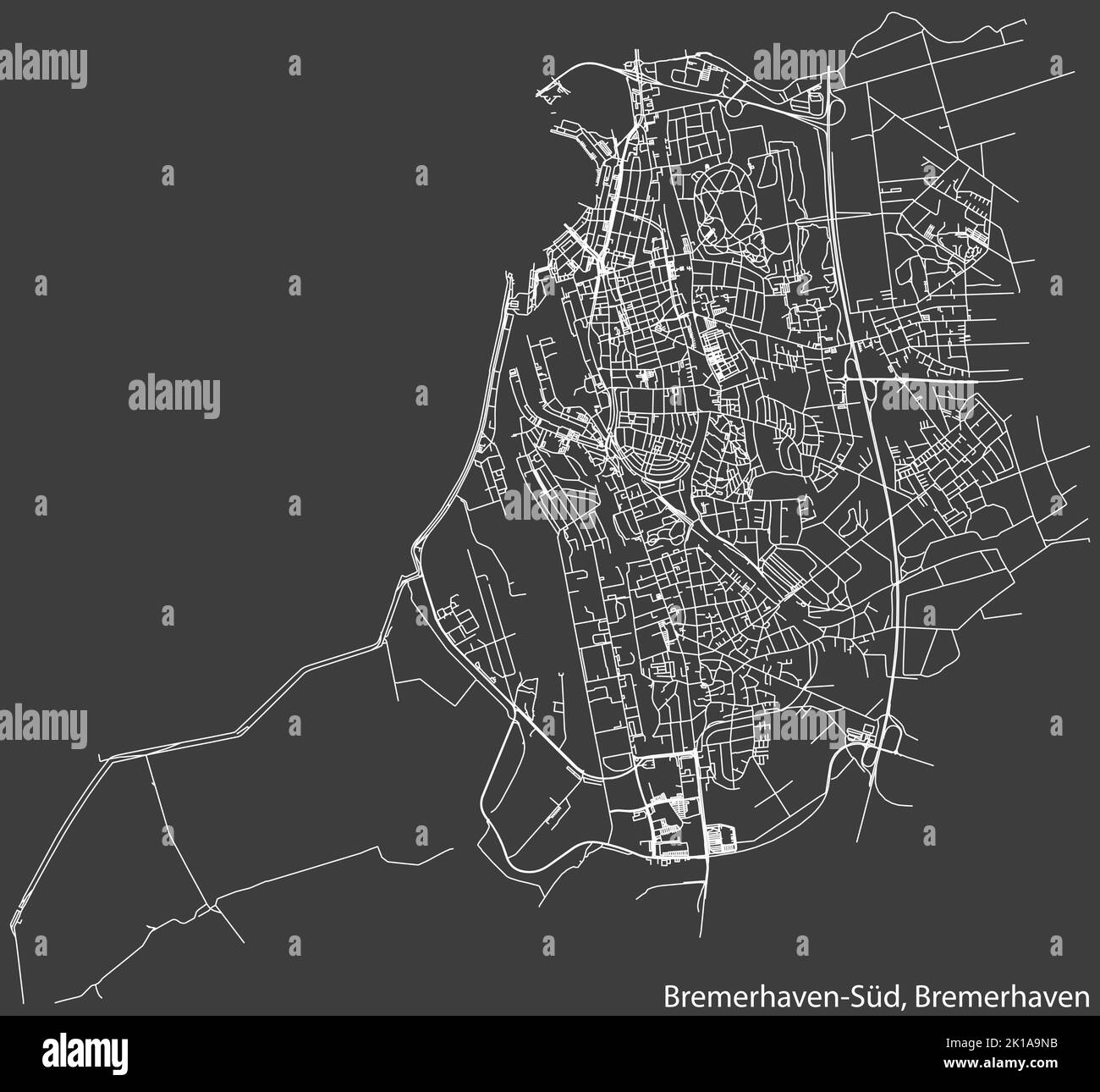 Street roads map of the BREMERHAVEN-SÜD MUNICIPALITY, BREMERHAVEN Stock ...