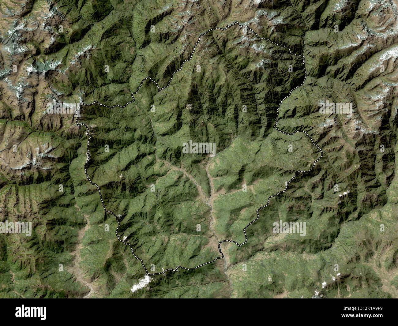 Punakha, district of Bhutan. High resolution satellite map Stock Photo ...