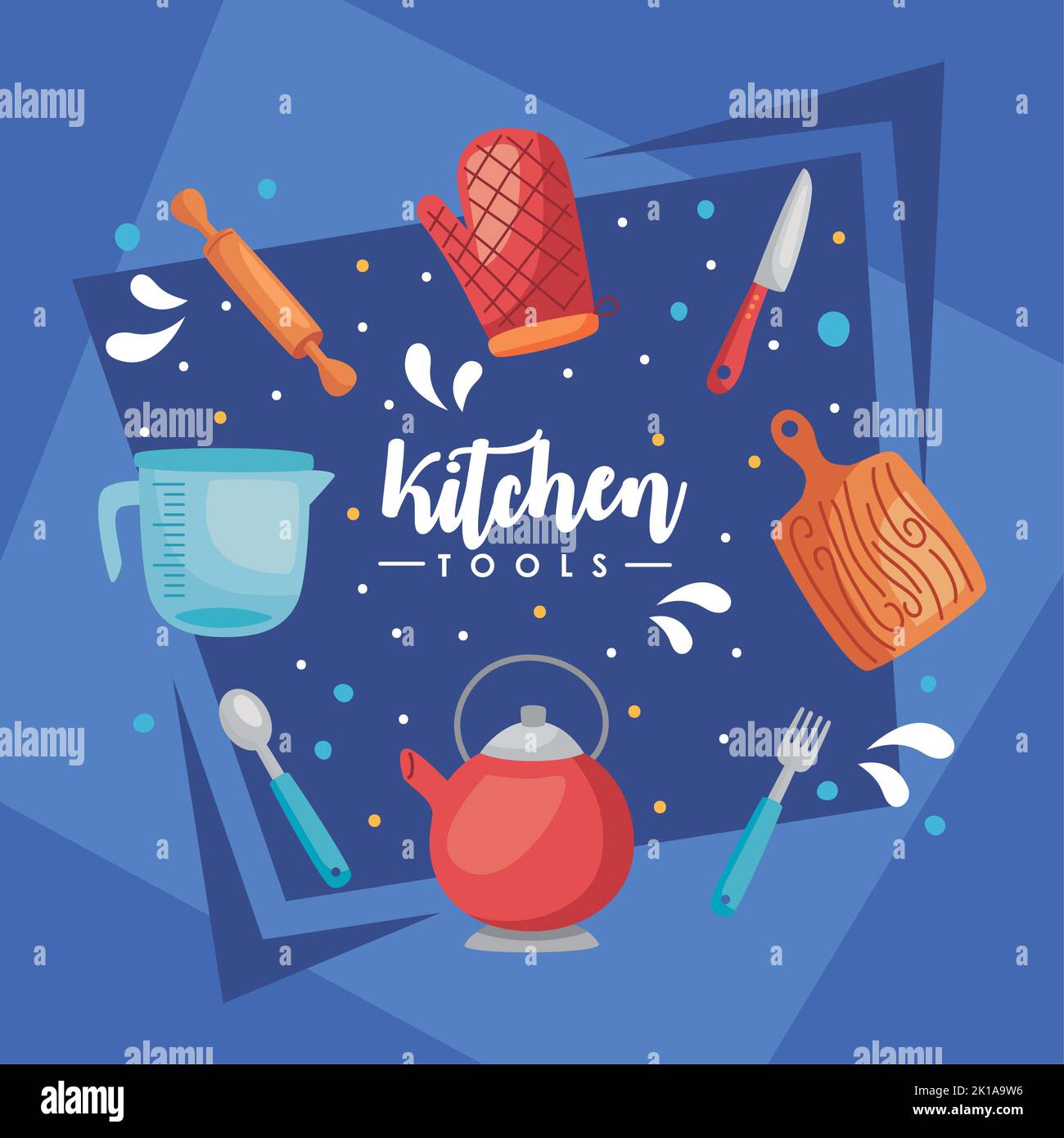 kitchen tools lettering card with utensils Stock Vector Image & Art - Alamy
