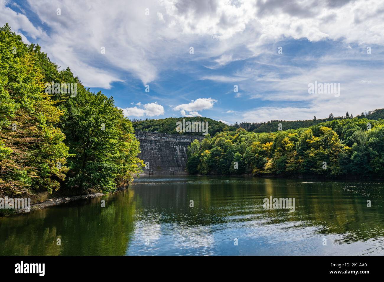 Lake Rursee, In the middle of the Eifel National Park, surrounded by ...