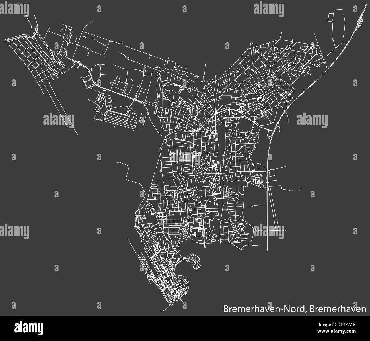 Street roads map of the BREMERHAVEN-NORD MUNICIPALITY, BREMERHAVEN ...