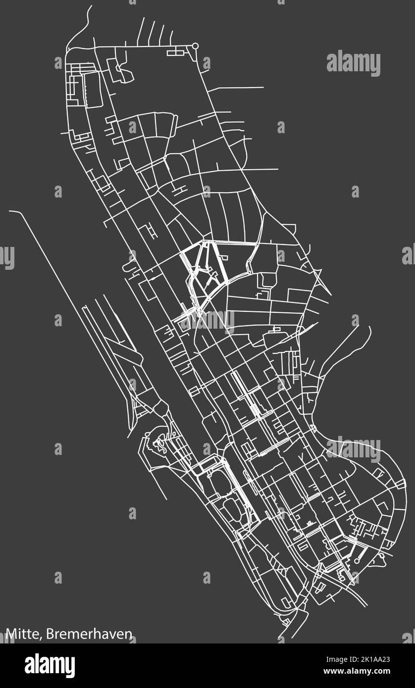 Street roads map of the MITTE DISTRICT, BREMERHAVEN Stock Vector Image ...