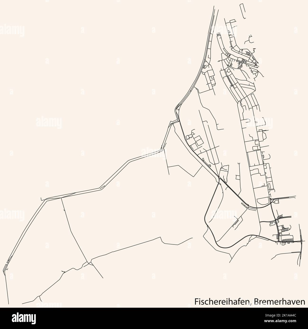 Street roads map of the FISCHEREIHAFEN DISTRICT, BREMERHAVEN Stock ...