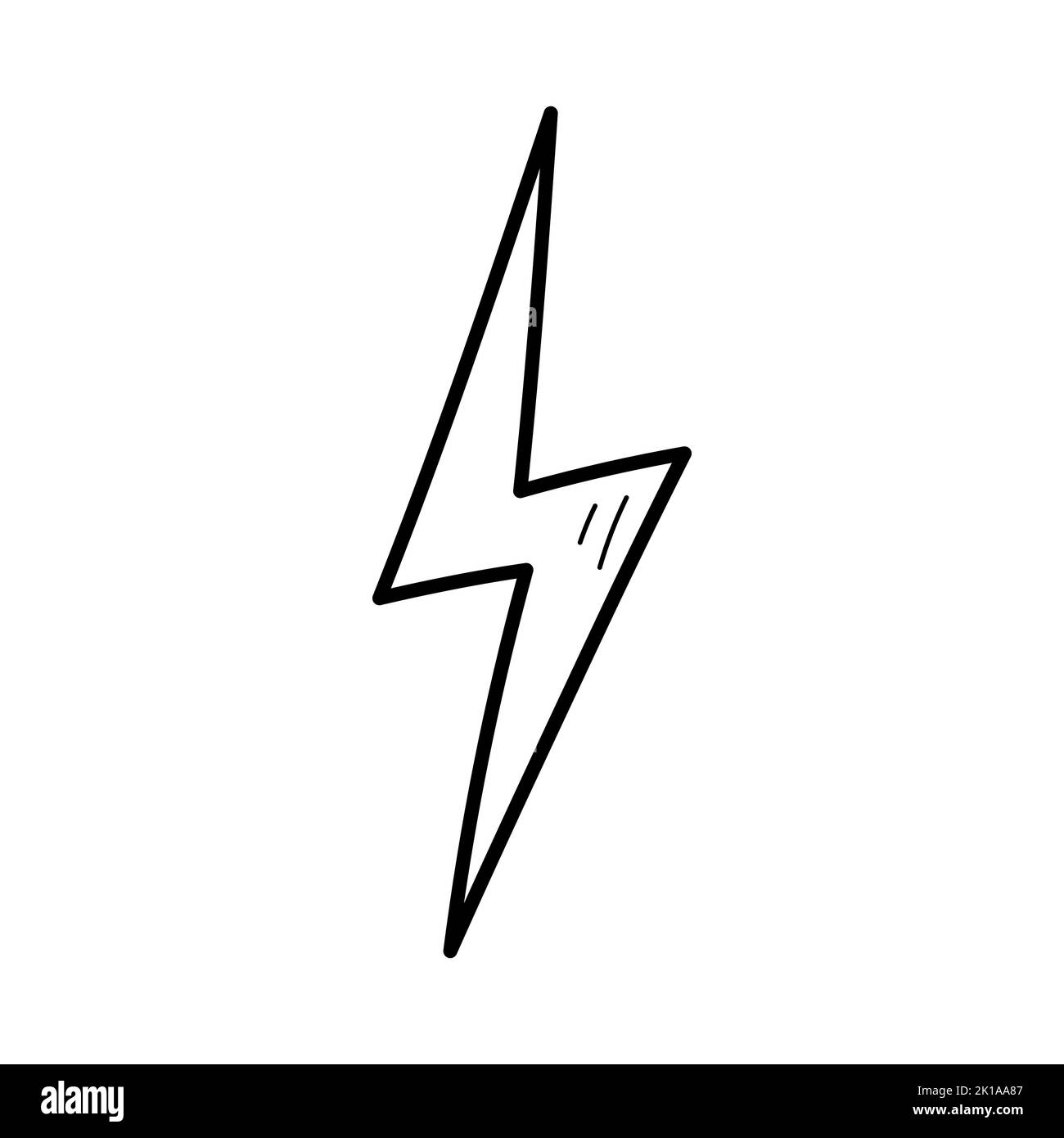 Hand drawn electric lightening element. Comic doodle sketch style ...
