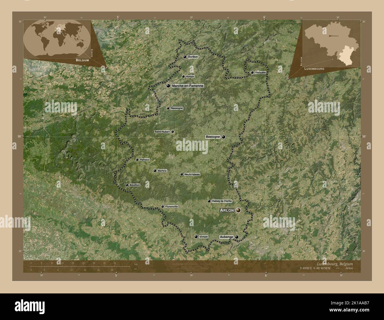 Luxembourg, province of Belgium. Low resolution satellite map ...