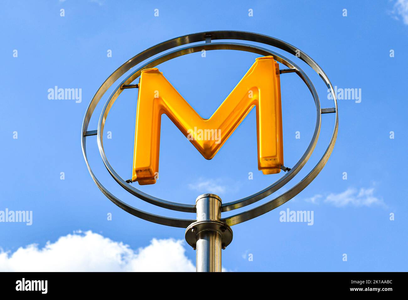 Illustration picture shows a sign with the subway logo (yellow symbol ...