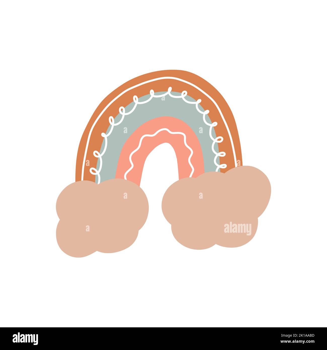 Pastel boho rainbow. Cute hand drawn modern stickers for nursery ...