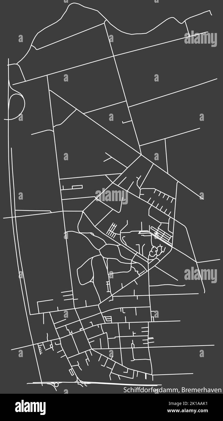 Street roads map of the SCHIFFDORFERDAMM DISTRICT, BREMERHAVEN Stock ...
