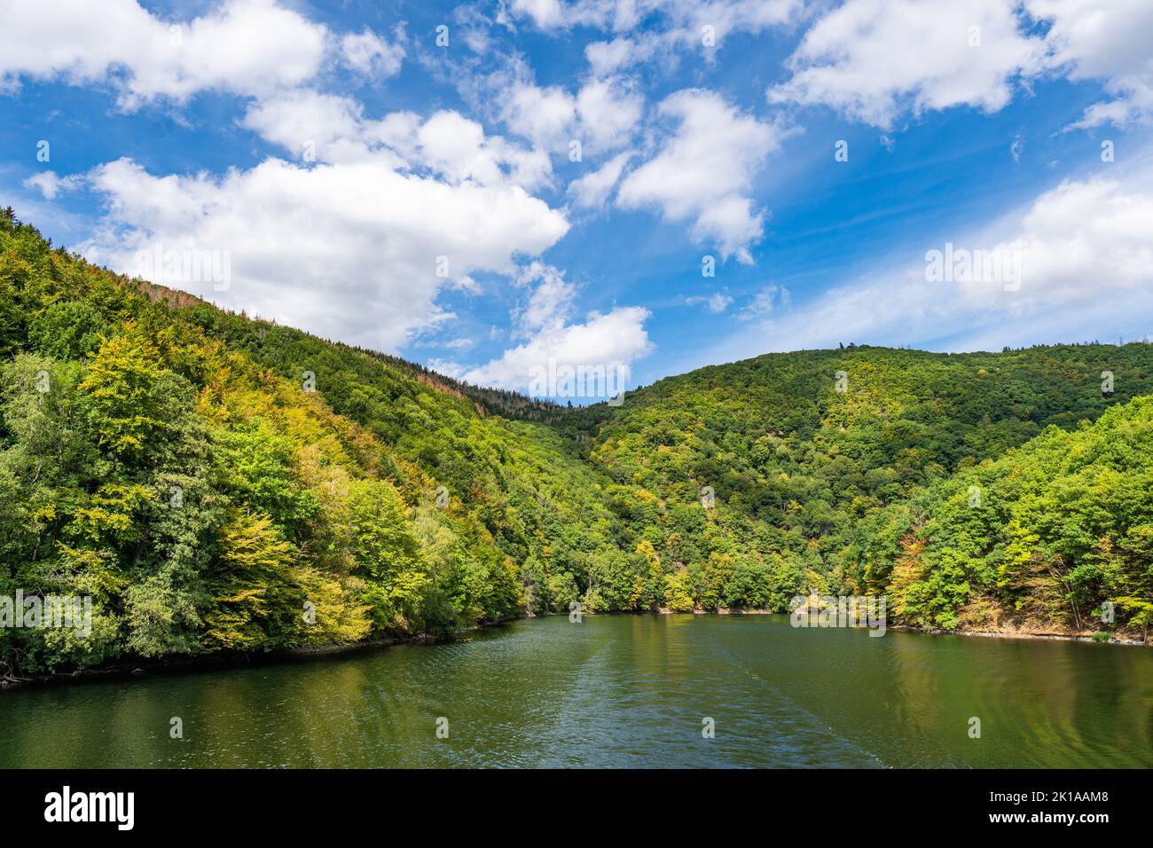 Lake Rursee, In the middle of the Eifel National Park, surrounded by ...