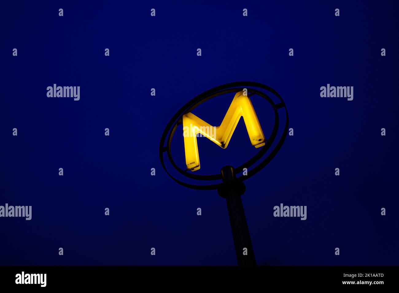 Illustration picture shows a sign with the subway logo (yellow symbol ...