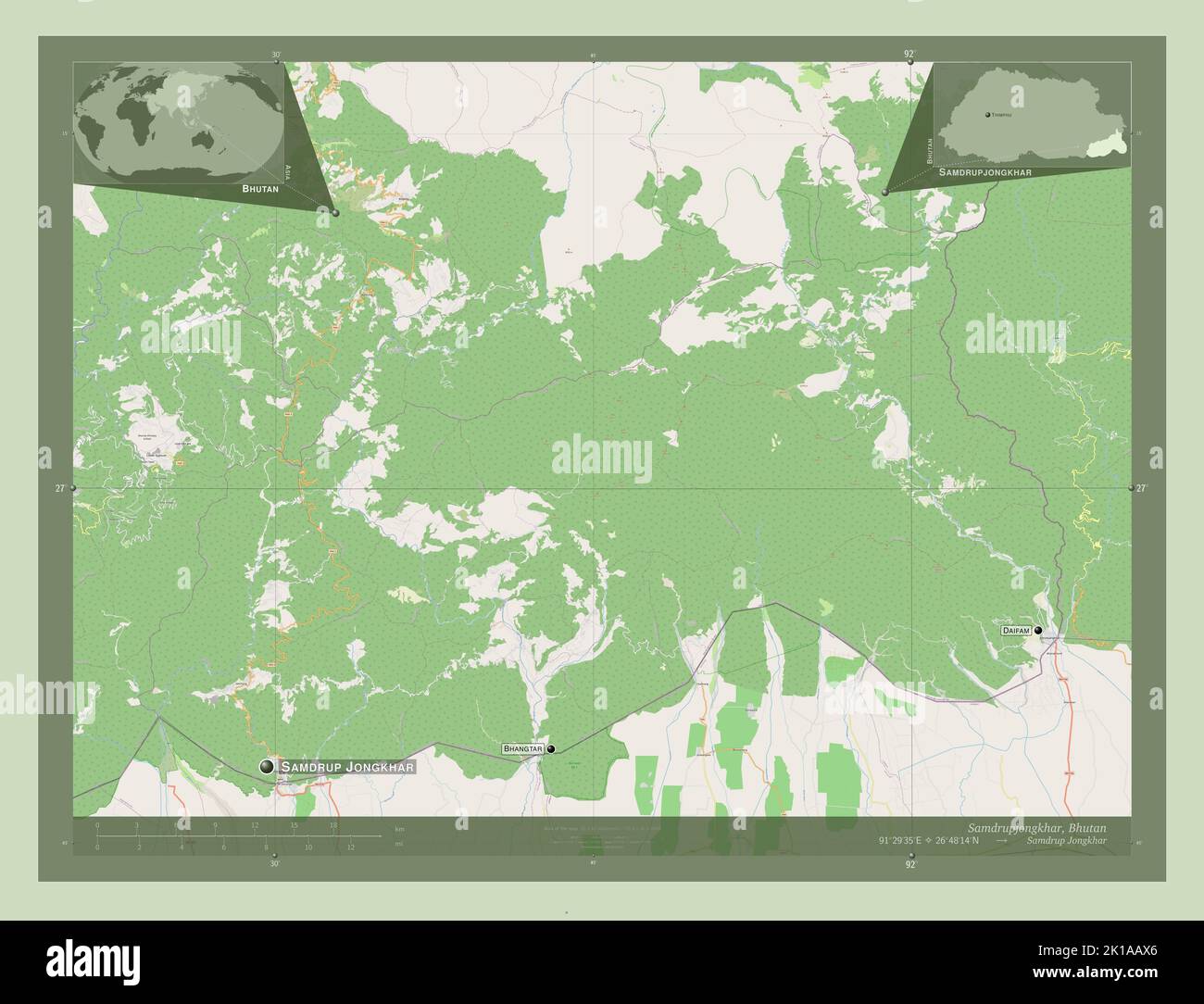 Samdrupjongkhar, district of Bhutan. Open Street Map. Locations and ...