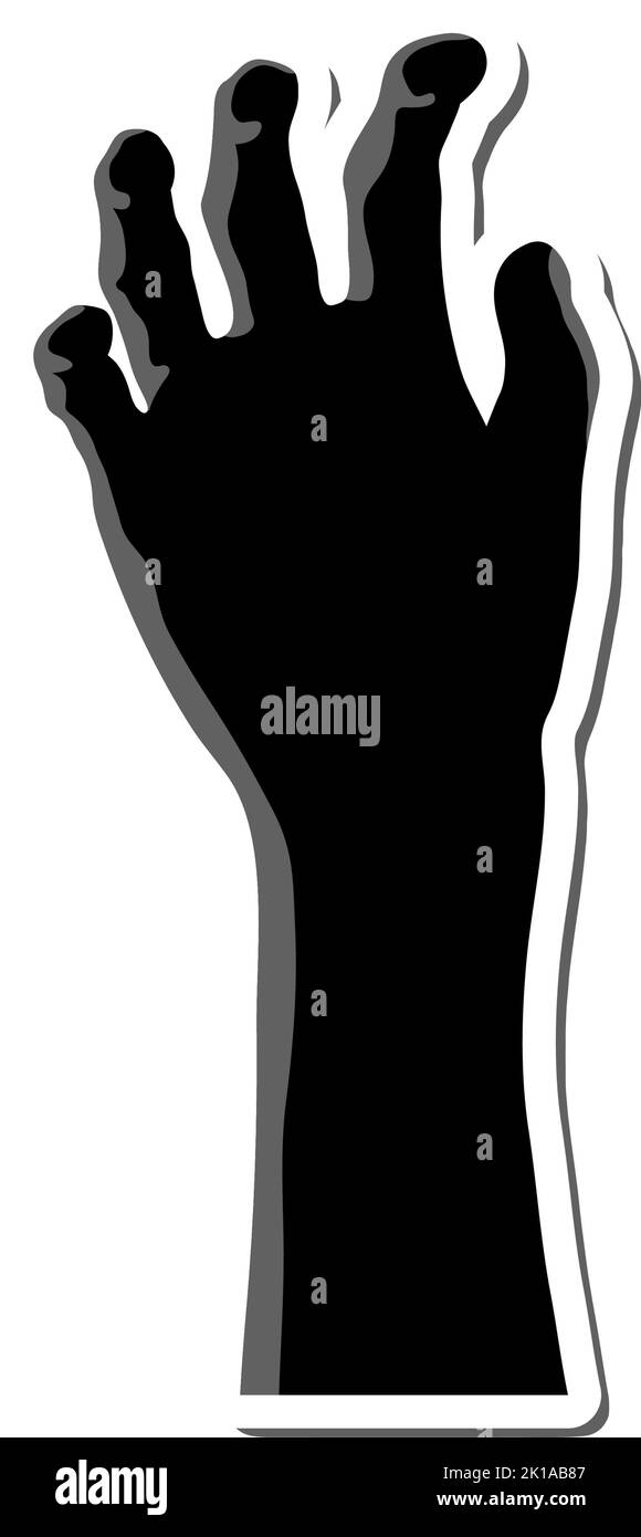 Zombie Hand Sticker With Shadow Over White Background for Creating ...