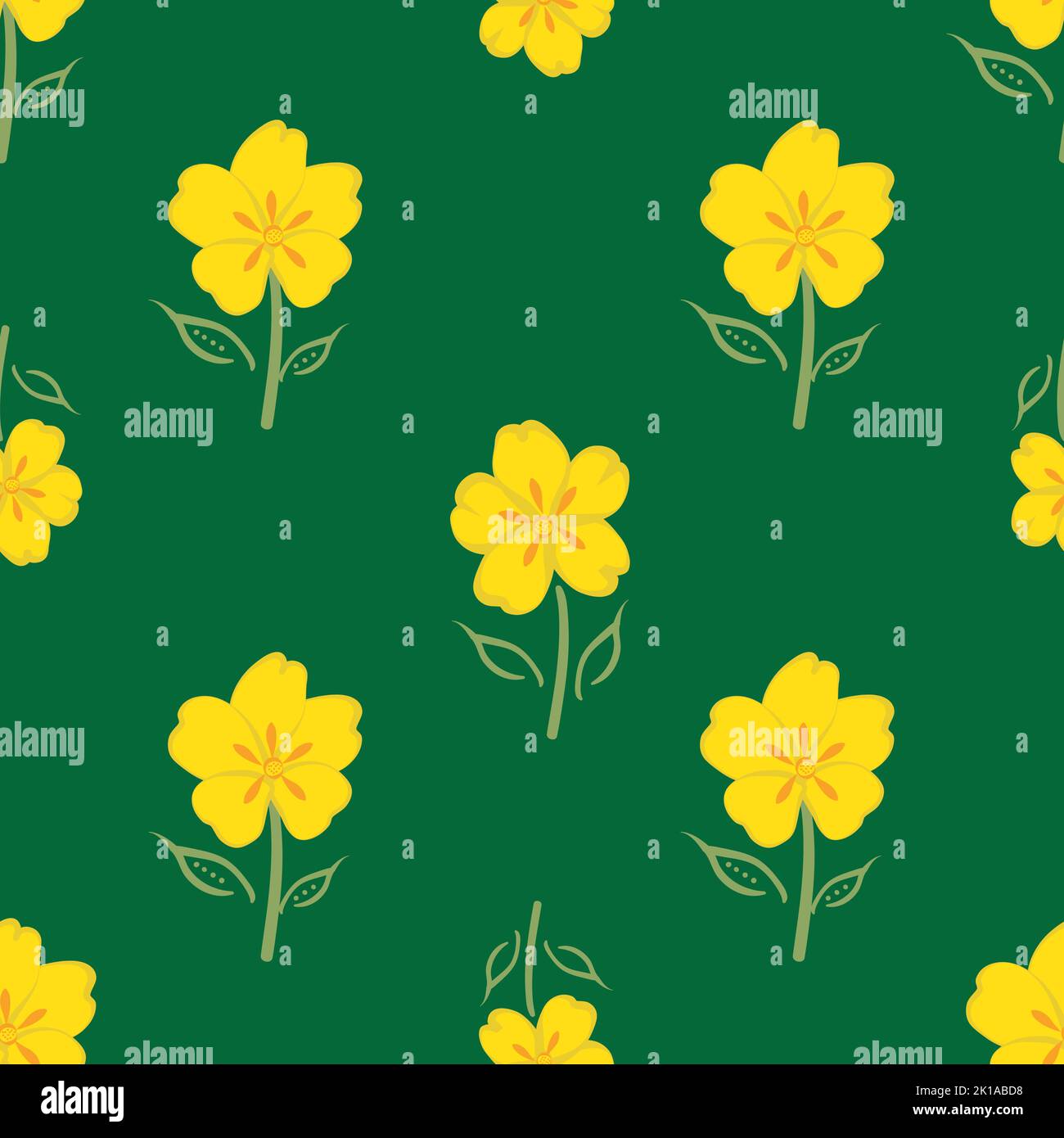 Buttercup vector seamless pattern background. Hand-drawn yellow green ...